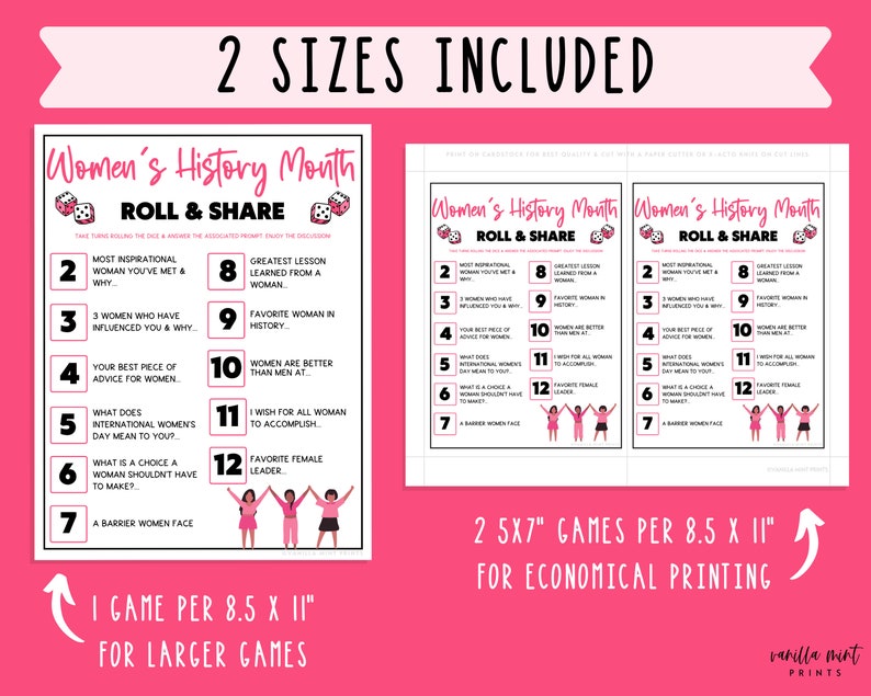 Women's History Month Roll and Share Game | Women Empowerment ...