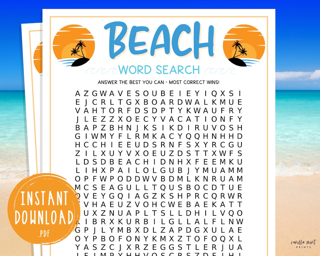 Beach Word Search Game | Printable Summertime Games | Fun Beach ...