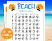 Beach Word Search Game Printable Summertime Games Fun - Etsy