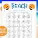 Beach Word Search Game Printable Summertime Games Fun Beach Vacation ...