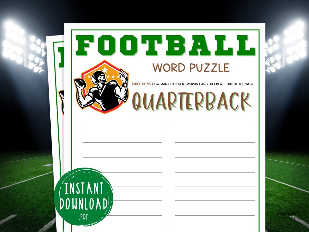 Football Word Puzzle Game | Super Bowl Party Games | Printable Super ...