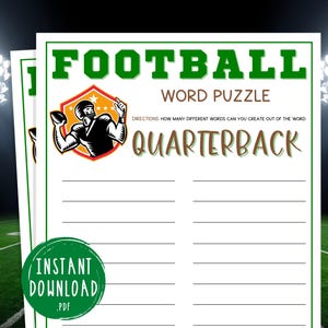 Football Word Puzzle Game | Super Bowl Party Games | Printable Super ...