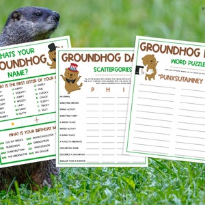 Groundhog Day 6 Game BUNDLE Punxsutawney Phil Printable Games Party ...