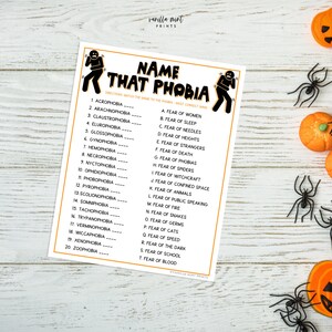 Halloween Name That Phobia Match up Game | Phobia Trivia Games | Fun ...