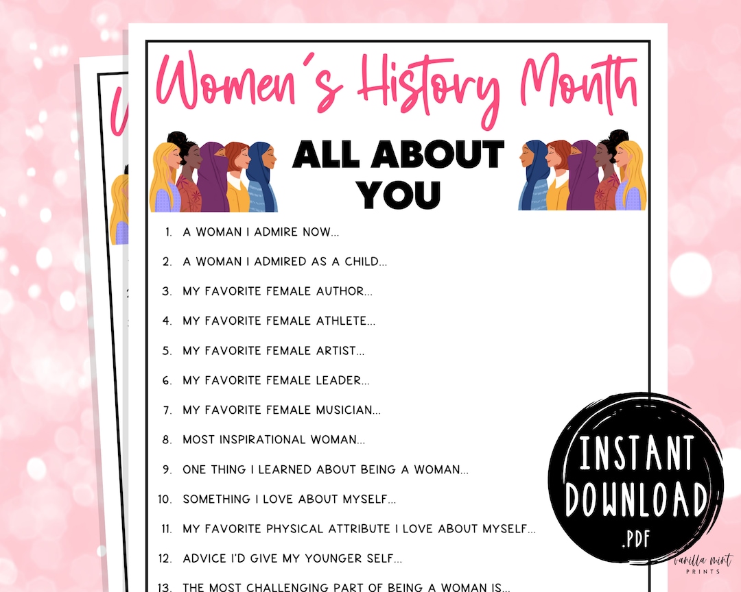 Women's History Month All About You Game | Women Empowerment ...