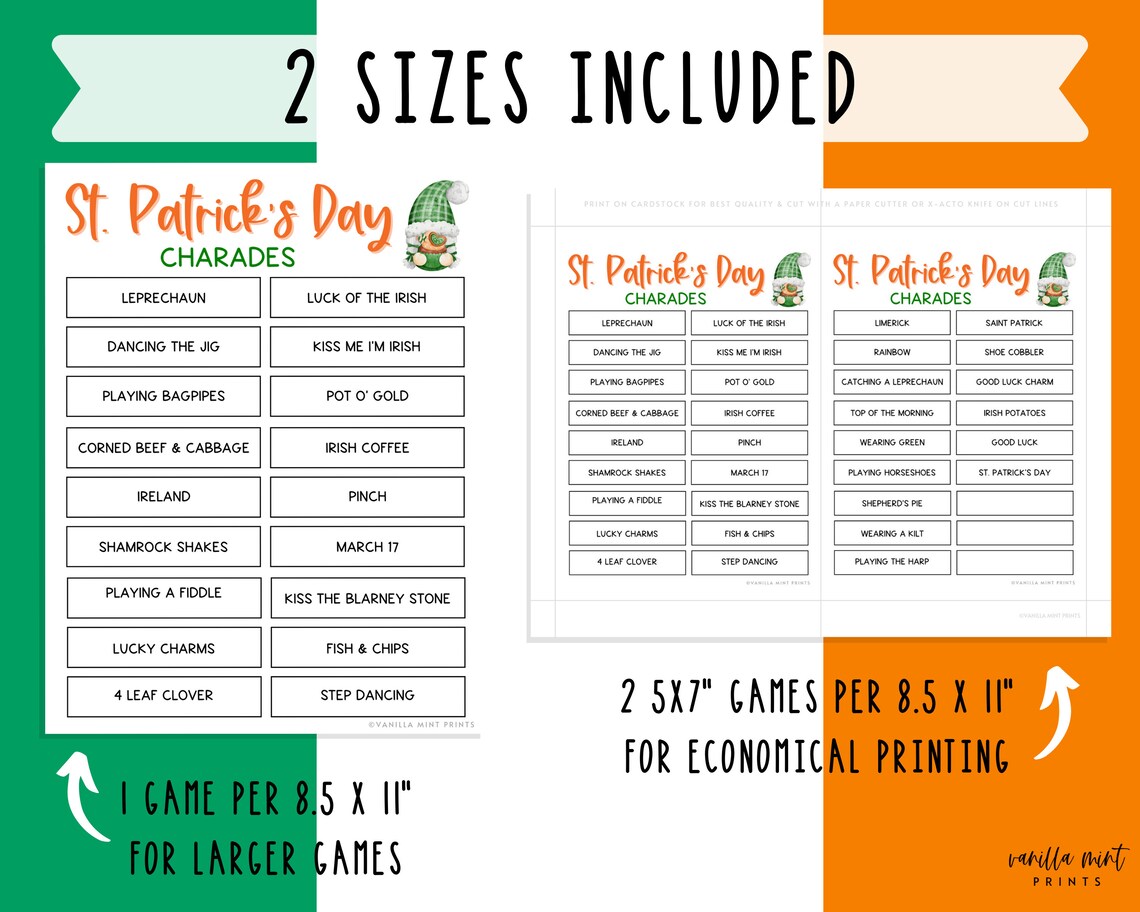 St. Patrick's Day Charades Game Irish Party Game Fun - Etsy
