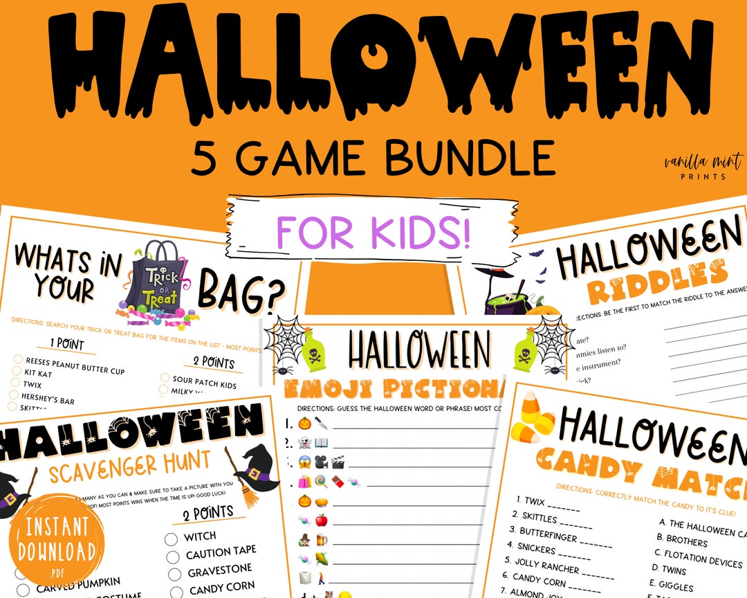 Halloween Party Games KIDS BUNDLE 5 Halloween Printable - Etsy