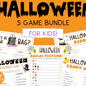 Halloween Party Games KIDS BUNDLE 5 Halloween Printable | Etsy