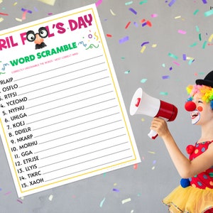 April Fool's Day Word Scramble Game April Fools Party Games Printable ...