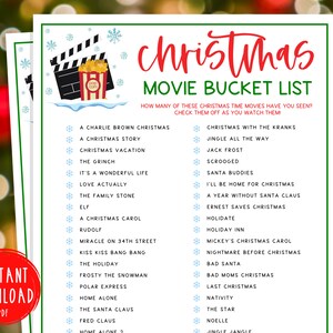 Christmas Movie Bucket List Game | Xmas Watch List | Fun Christmas ...