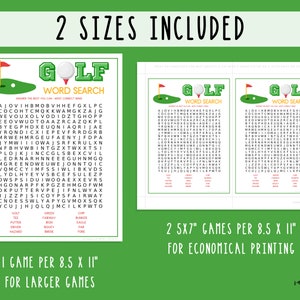Golf Word Search Game | Printable Golf Team Party Games | Masters Golf ...