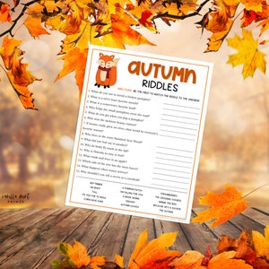 Fall Riddles Game | Printable Autumn Games | Fall Time Activities for ...