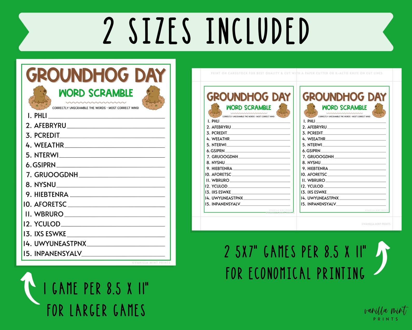 Groundhog Day Word Scramble Game Punxsutawney Phil Printable - Etsy