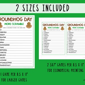 Groundhog Day Word Scramble Game Punxsutawney Phil Printable Games ...