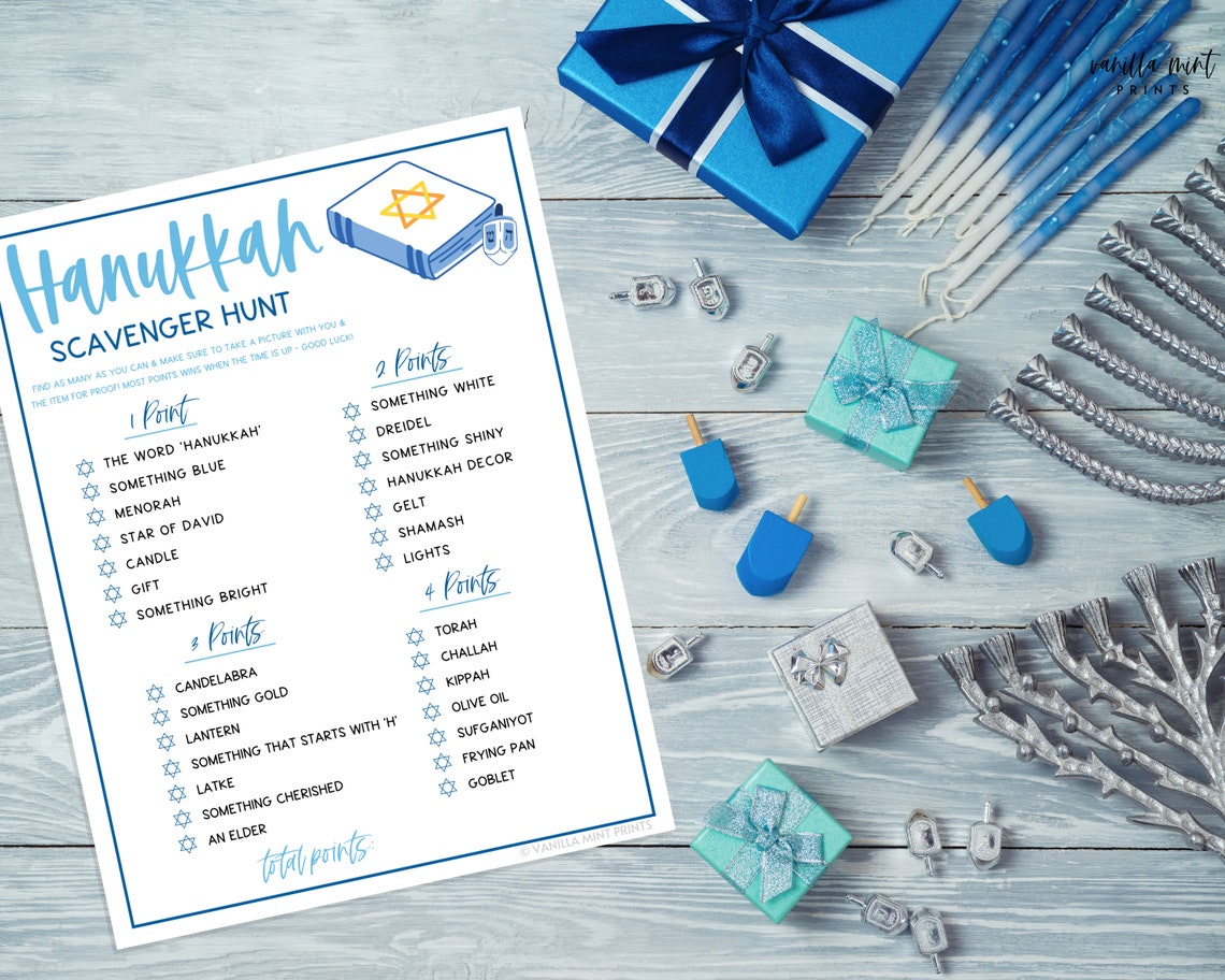 Hanukkah Scavenger Hunt Party Games Chanukah Celebration - Etsy