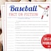 Baseball Fact or Fiction Trivia Game Printable Baseball Team Party ...