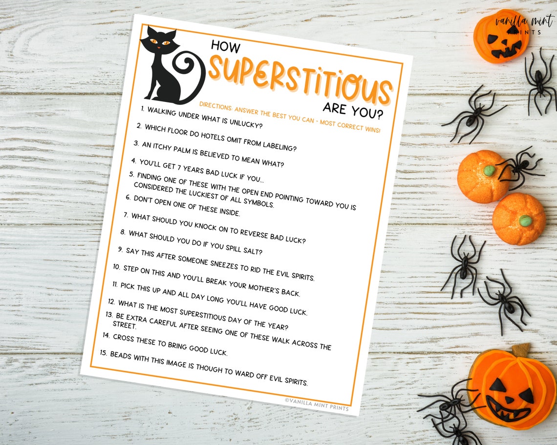 Halloween Superstitious Trivia Game Superstition Games How - Etsy