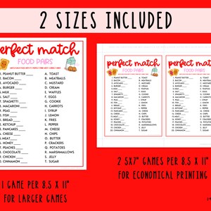 Valentine's Day Perfect Match Food Pairs Game | Valentine Printable ...
