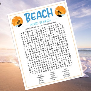 Beach Word Search Game | Printable Summertime Games | Fun Beach ...