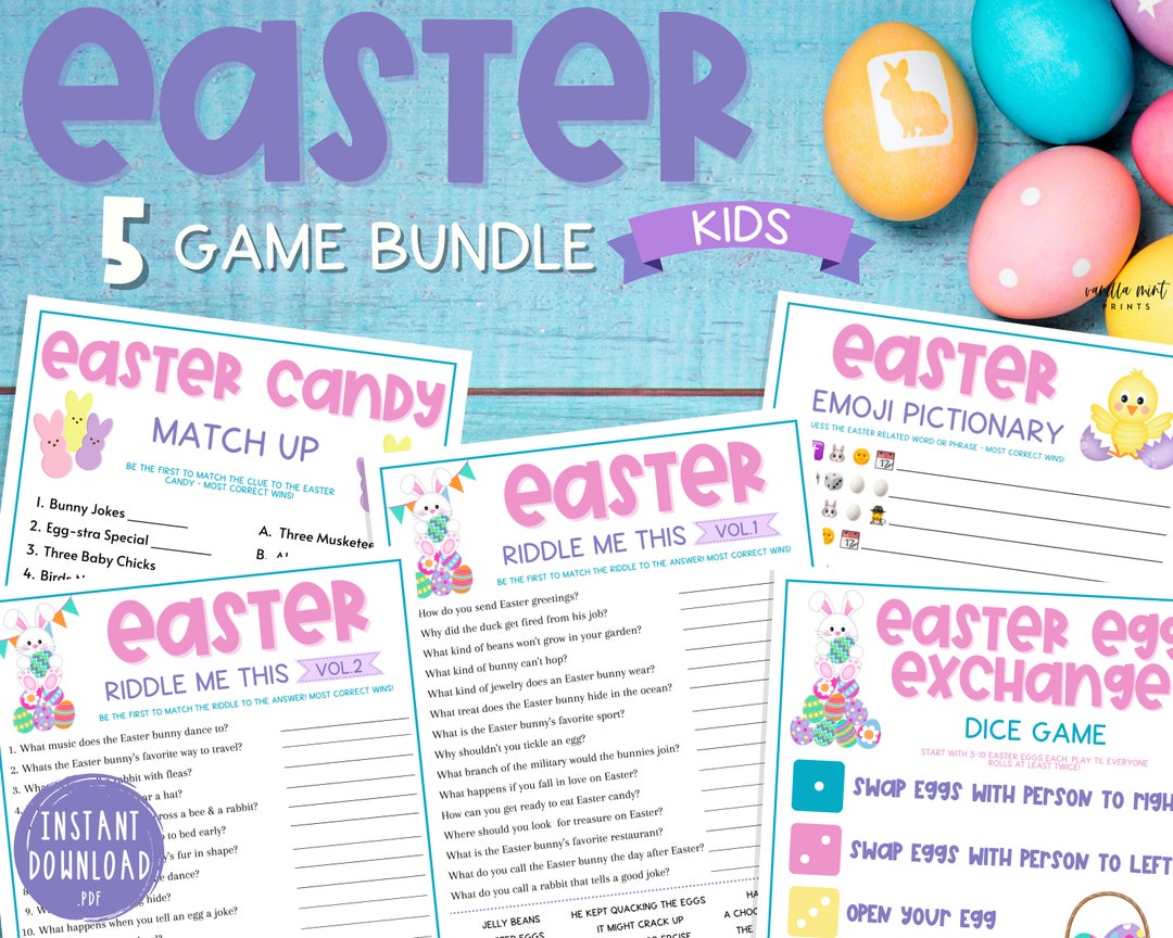 Easter 5 KIDS Game Bundle | Five Printable Easter Party Games | Easter ...