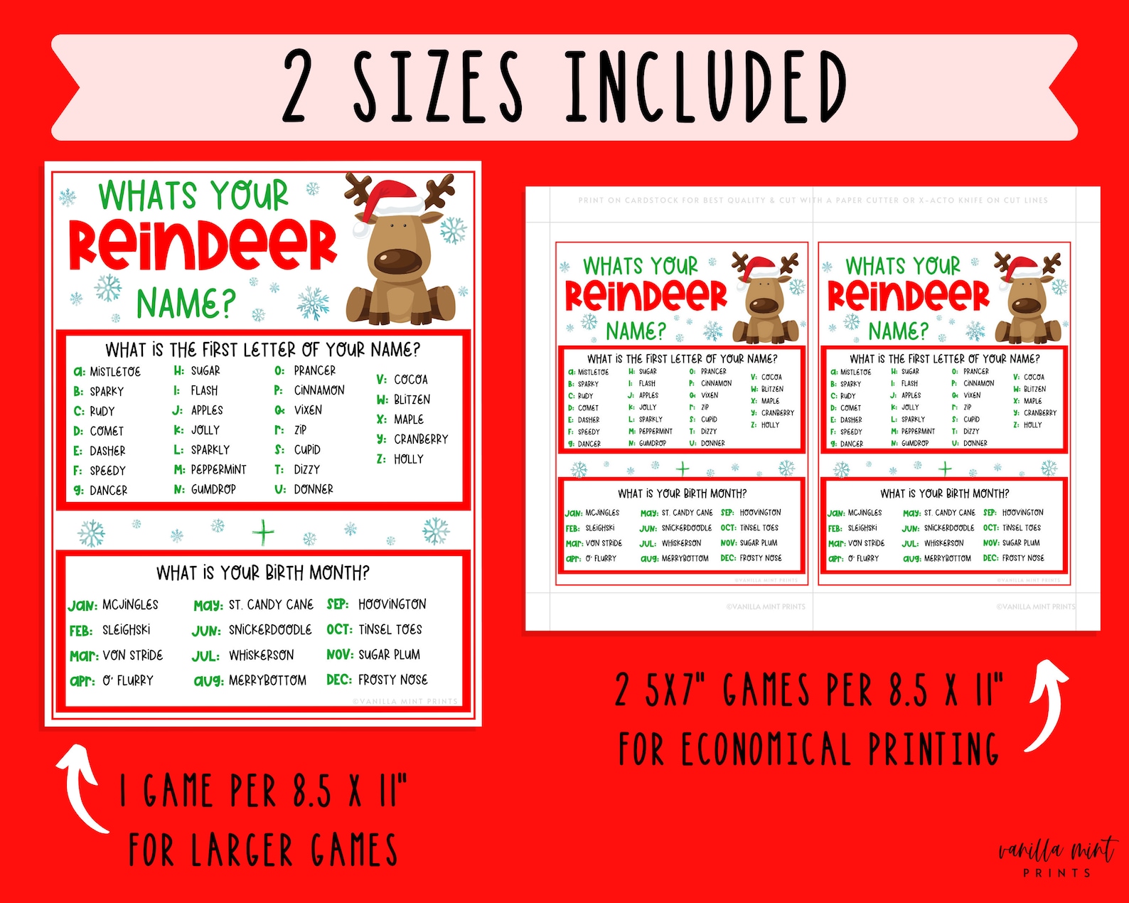 Whats Your Reindeer Name Game Funny Christmas Printable Name | Etsy