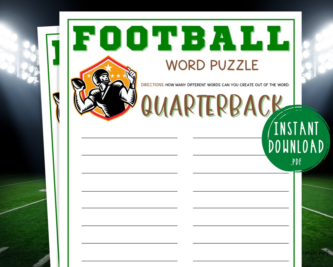 Football Word Puzzle Game Super Bowl Party Games Printable Super Bowl ...