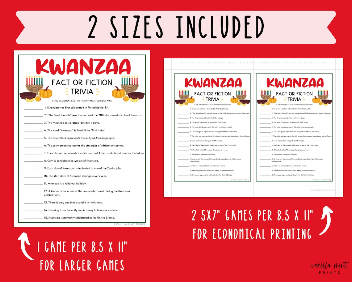 Kwanzaa Trivia Game Printable Kwanzaa Party Games Fun - Etsy