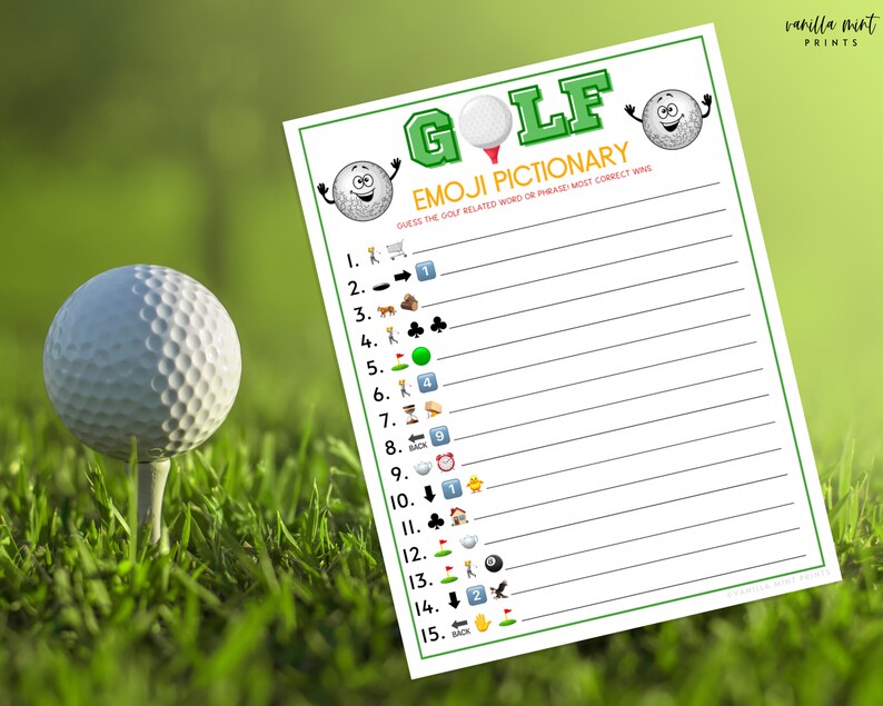 Golf Emoji Pictionary Game | Printable Golf Party Games | Masters Golf ...