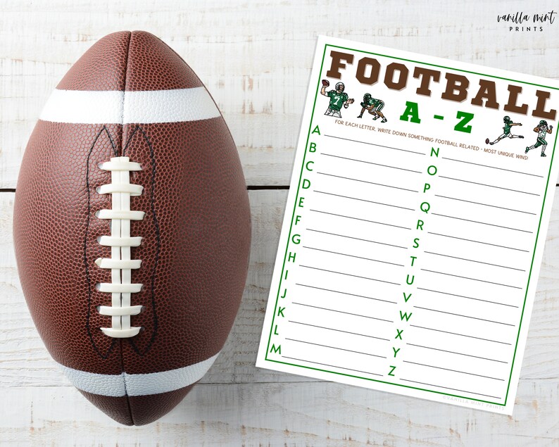 Football A to Z Word Puzzle Game | Super Bowl Party Games | Printable ...