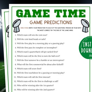Football Game Predictions Game Football Party Games Printable Super ...