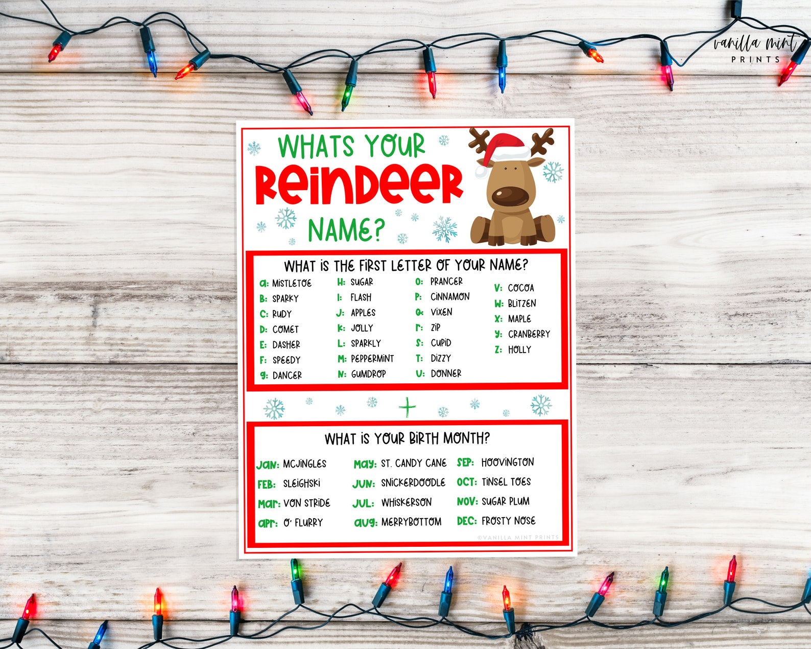 Whats Your Reindeer Name Game | Funny Christmas Printable Name Games ...