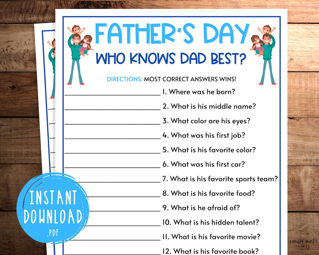 Father's Day Who Knows Dad Best Game | Father's Day Games | Games With ...