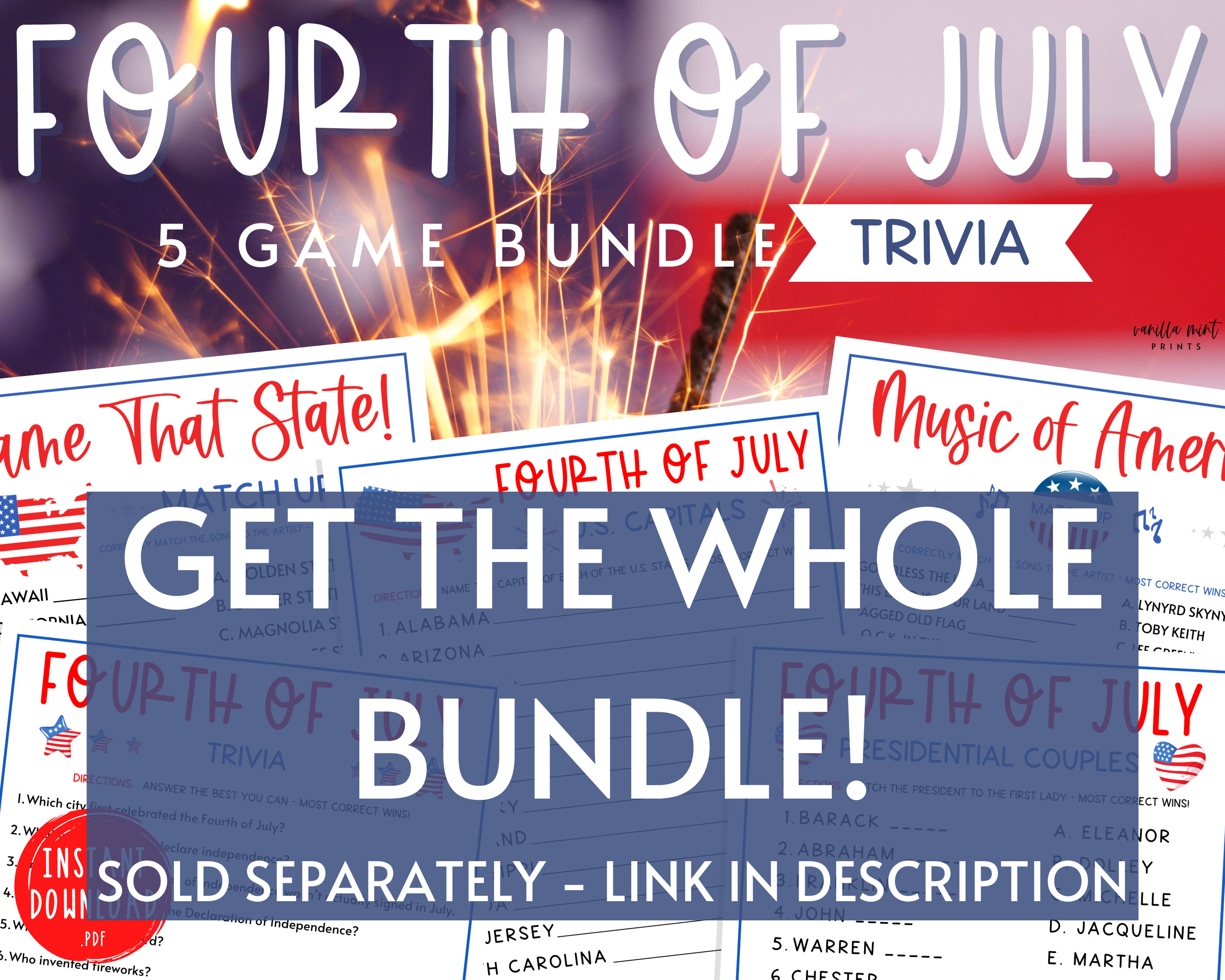 Fourth of July Word Scramble Game 4th of July Printable - Etsy
