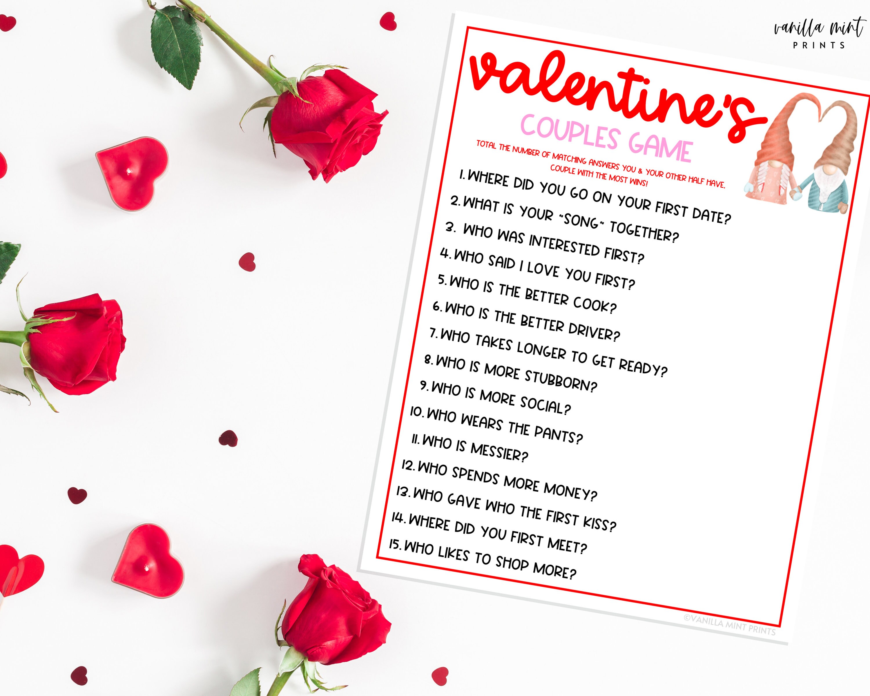 Valentine's Day Couples Game Game Fun Valentine's - Etsy