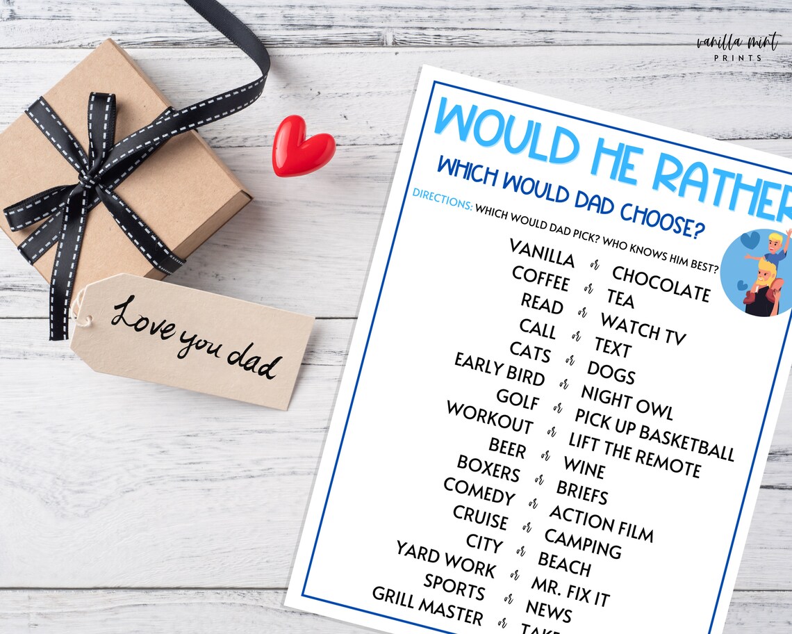 Father's Day Would He Rather Game Father's Day Games | Etsy