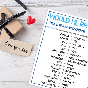 Father's Day Would He Rather Game | Father's Day Games | Games With Dad ...