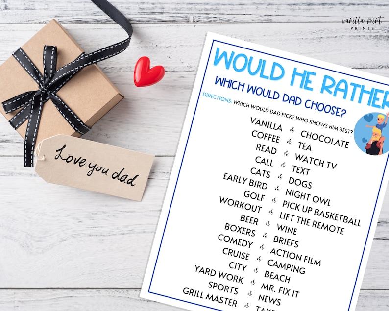 Father's Day Would He Rather Game Father's Day Games - Etsy UK