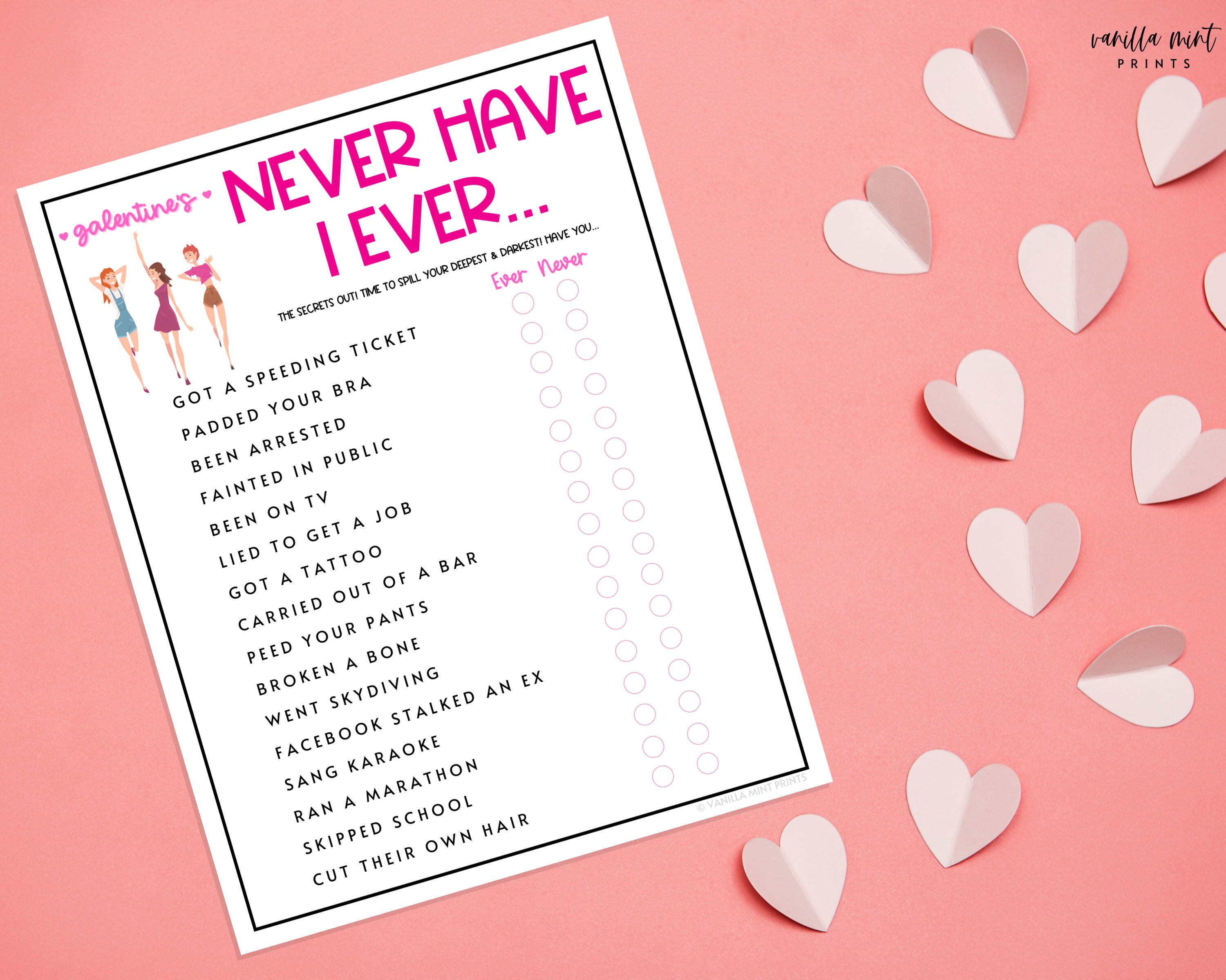 Galentine's Day Never Have I Ever Game Fun Party Games - Etsy