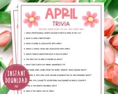 April Trivia Game Printable Month Party Games Springtime - Etsy