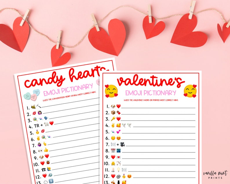 Valentine's Day 4 Game Emoji Pictionary BUNDLE Fun | Etsy