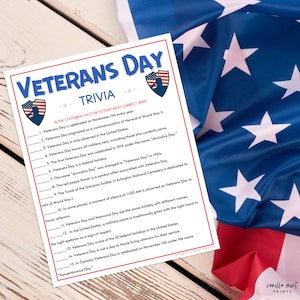 Veterans Day Trivia Game | Printable Veterans Day Party Games | America ...