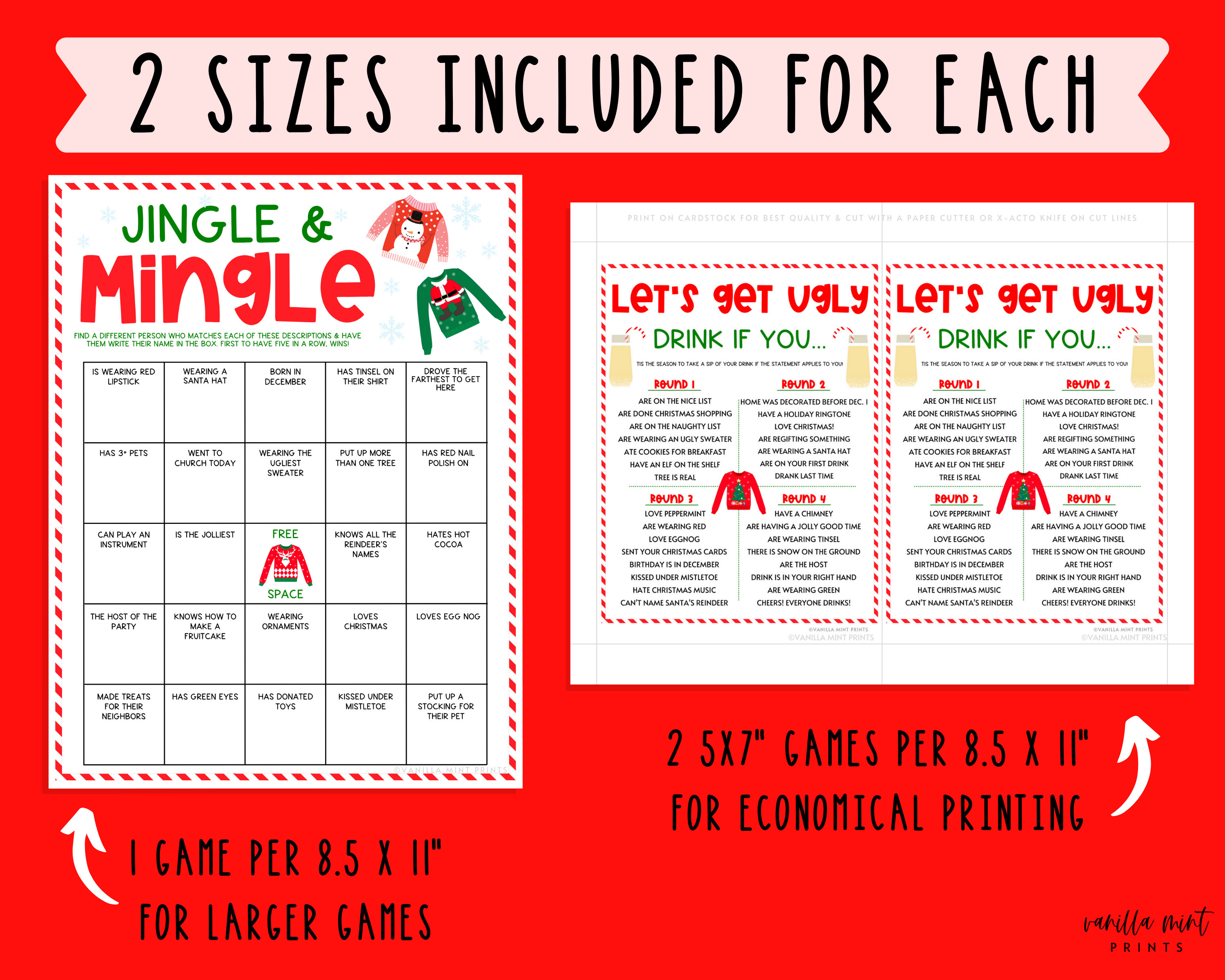 Ugly Sweater Party 10 Game BUNDLE Christmas Printable Games | Etsy