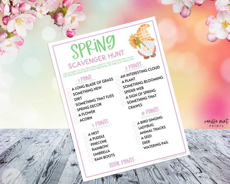 Spring Scavenger Hunt Printable Springtime Games Party | Etsy