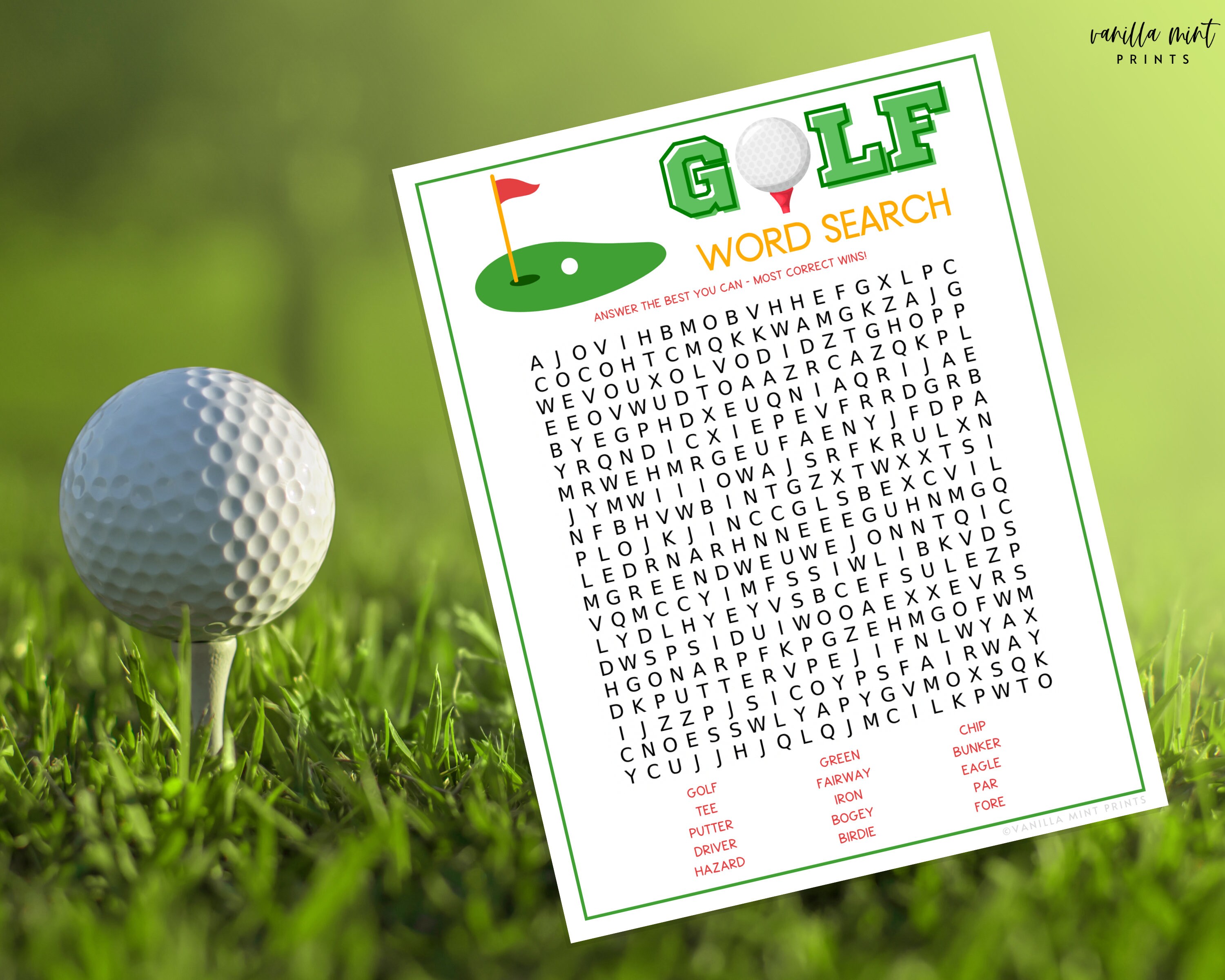 Golf Word Search Game Printable Golf Team Party Games - Etsy Australia