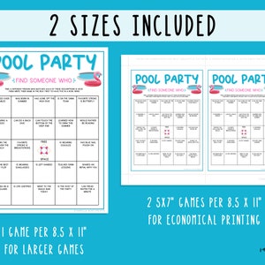 Pool Party Find Someone Who Game | Fun Printable Summertime Party Games ...