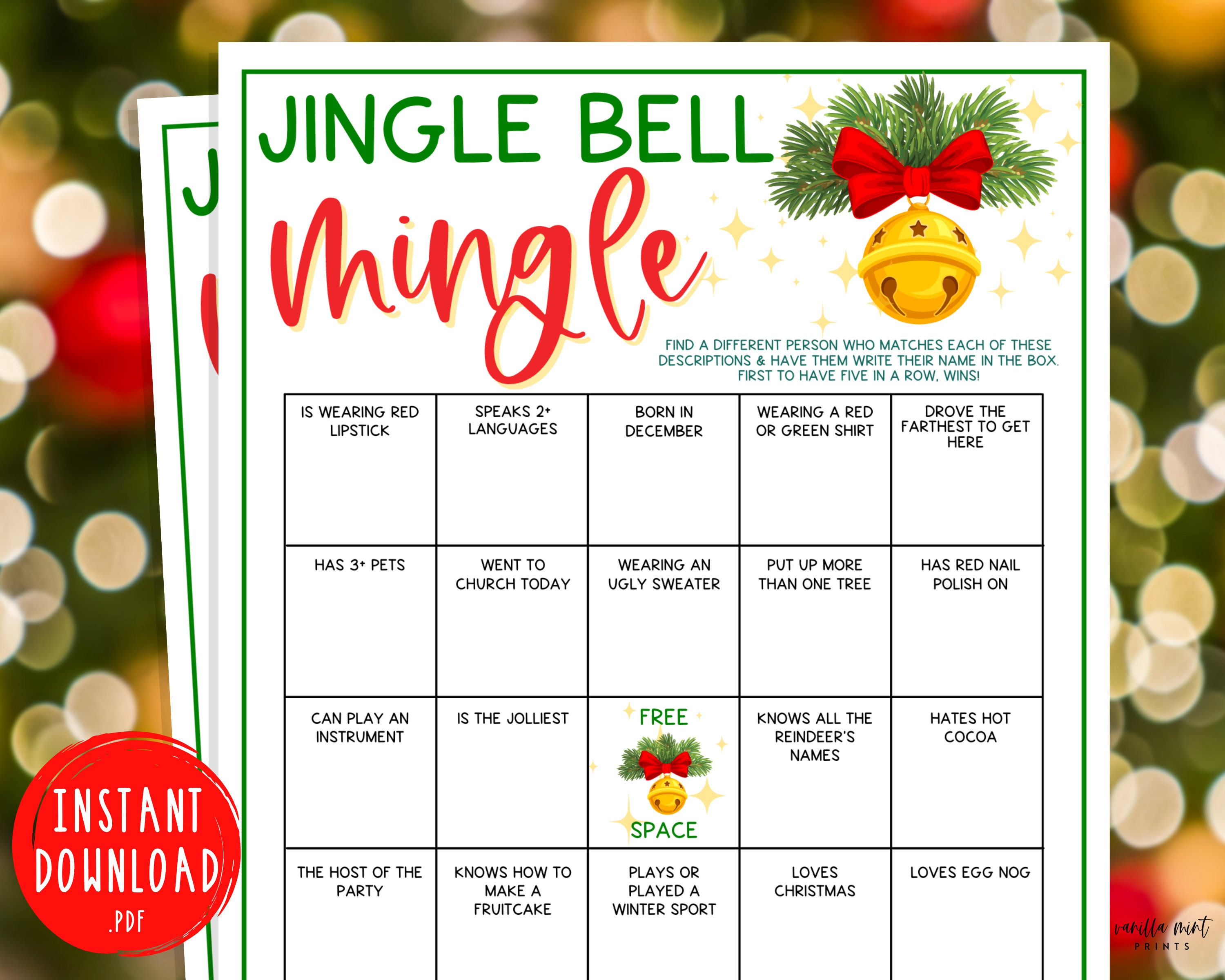 Christmas Jingle Bell Mingle Game Find Someone Who Xmas - Etsy