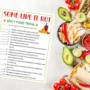 Cinco De Mayo Some Like It Hot Spicy Food Trivia Game | Mexican Party ...