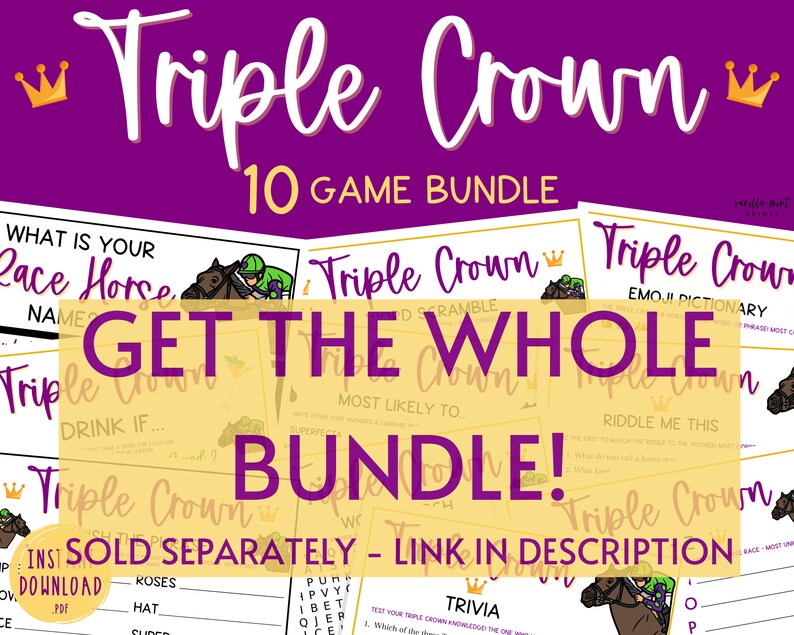 Kentucky Derby 10 Game BUNDLE Volume 1 Ten Horse Race Party - Etsy