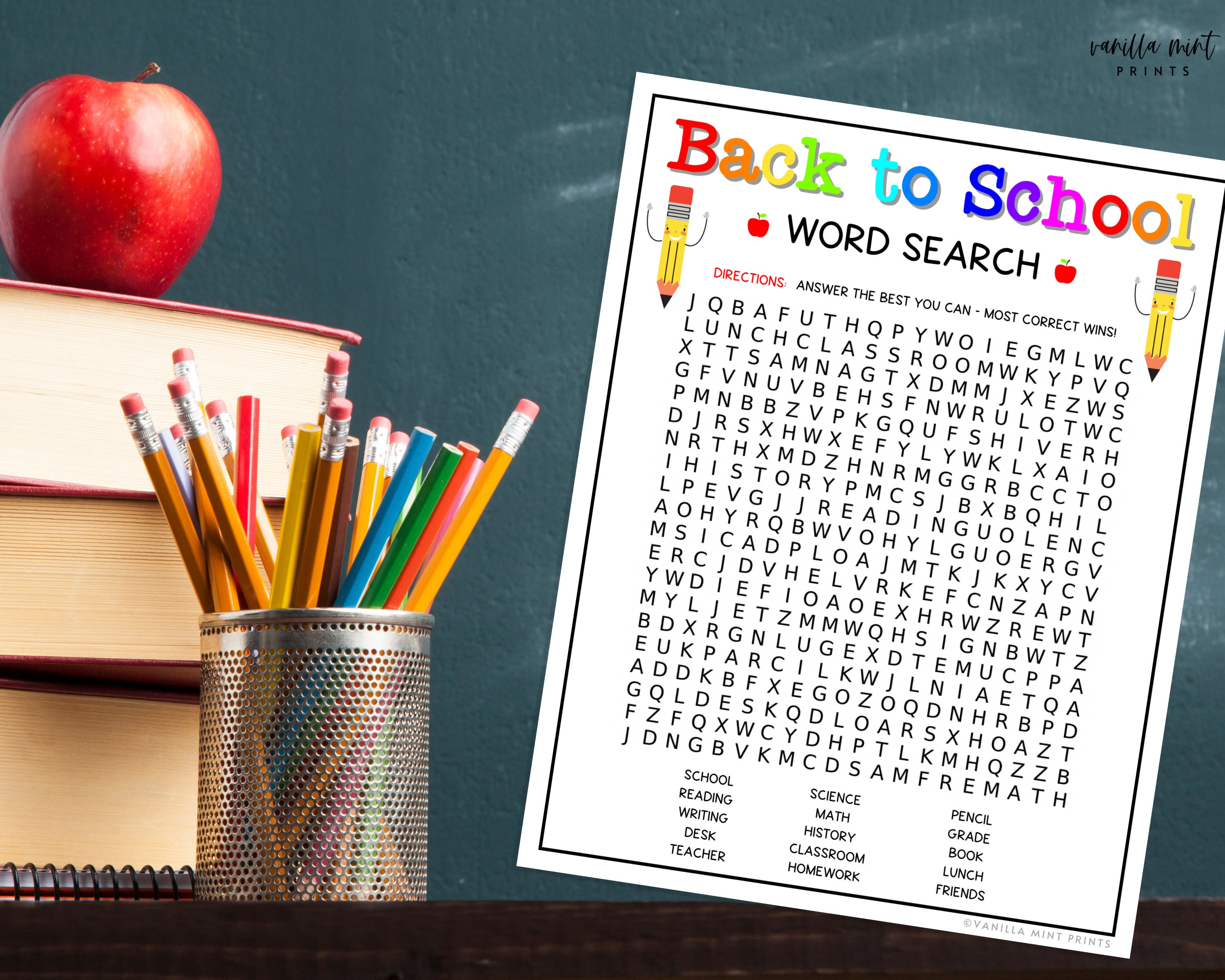 Back to School Game Word Search First Day of School | Etsy