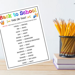 Back to School Game This or That First Day of School - Etsy